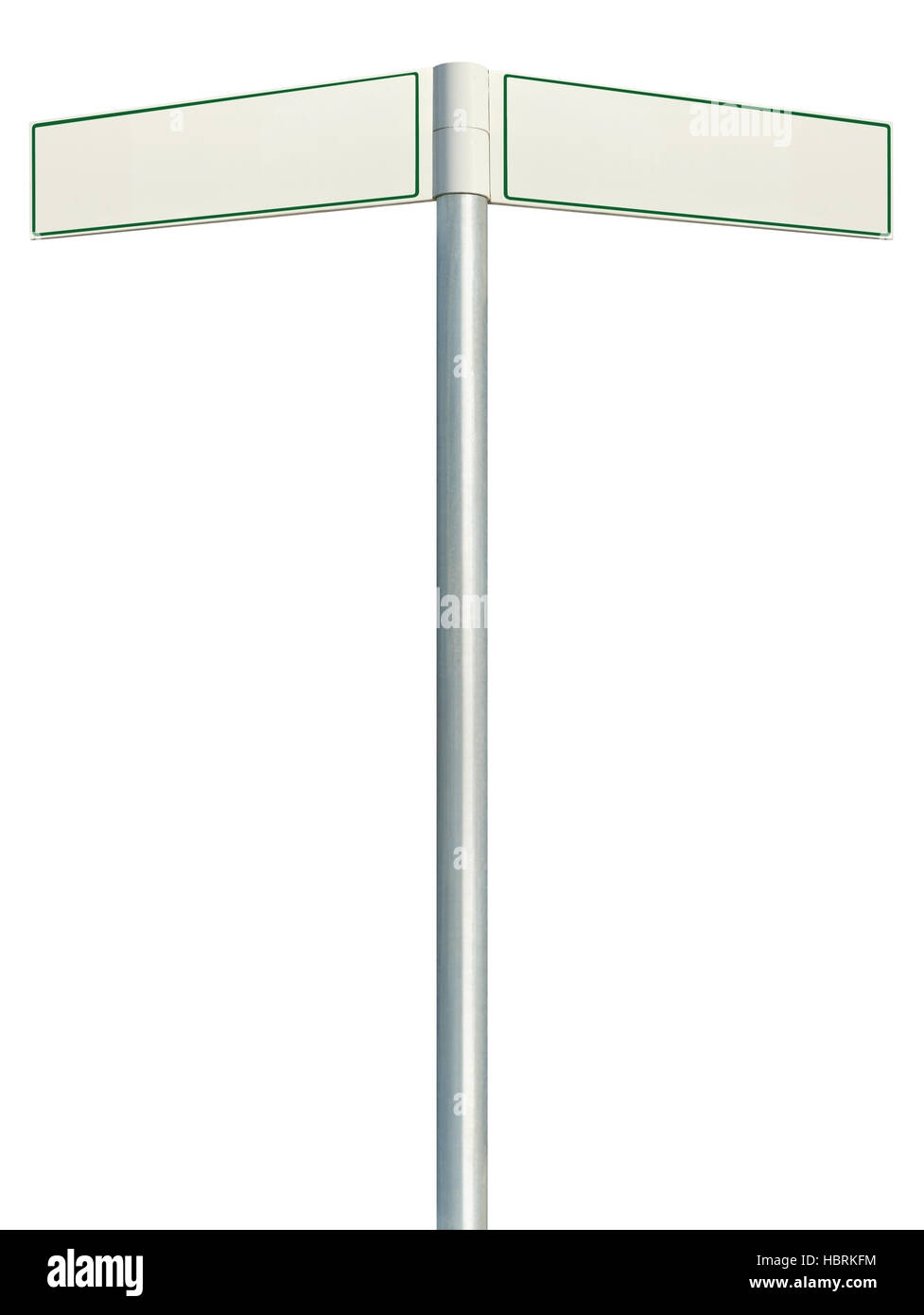 Direction road signs, two empty blank signpost signages, isolated ...