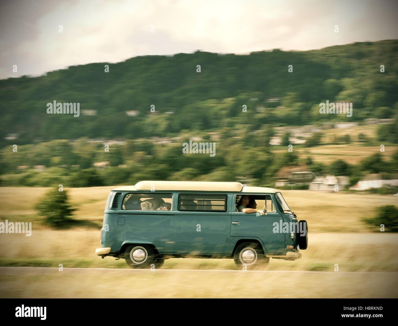 Speeding bay window volkswagen camper van Stock Photo - Alamy