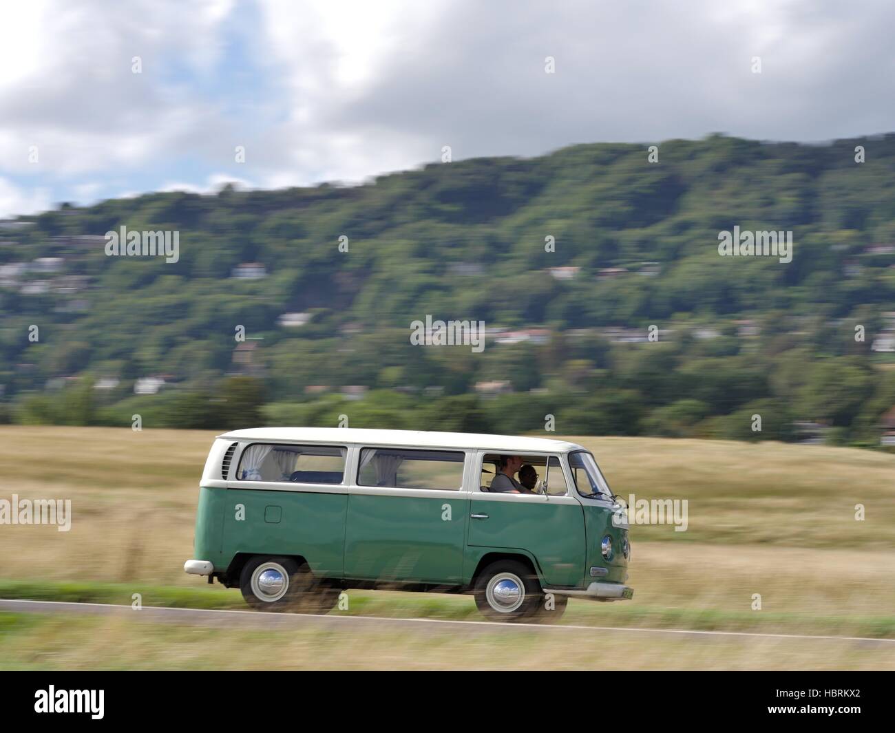 Speeding bay window volkswagen camper van Stock Photo - Alamy