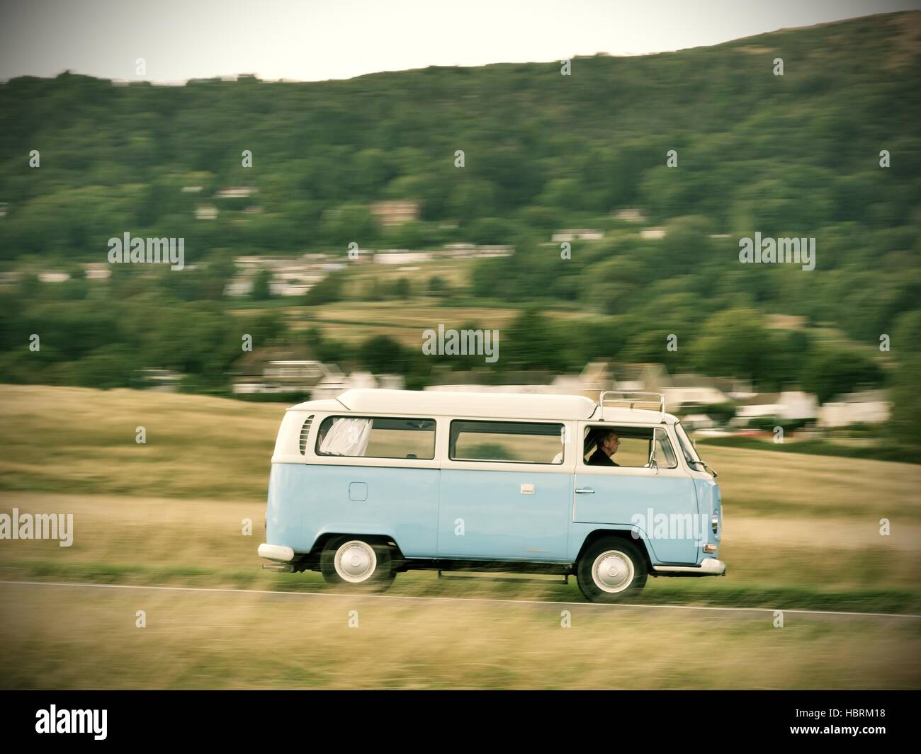 Speeding bay window volkswagen camper van Stock Photo - Alamy