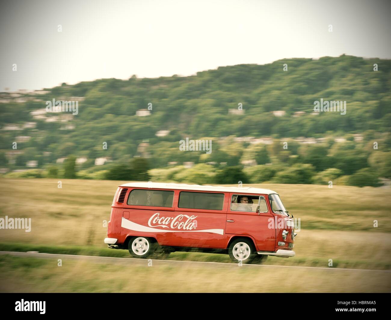 Speeding bay window volkswagen camper van Stock Photo - Alamy