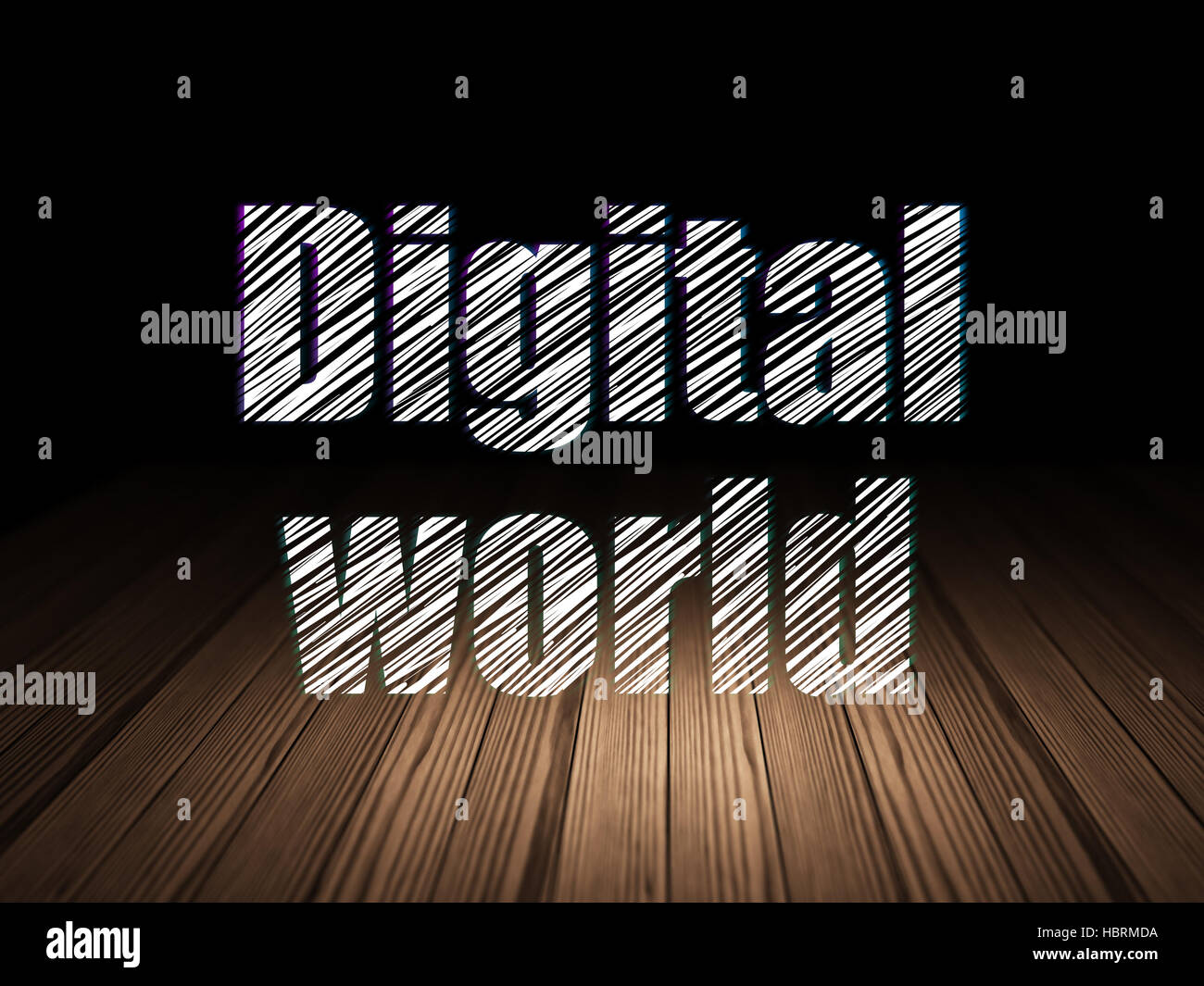 Data concept: Digital World in grunge dark room Stock Photo - Alamy