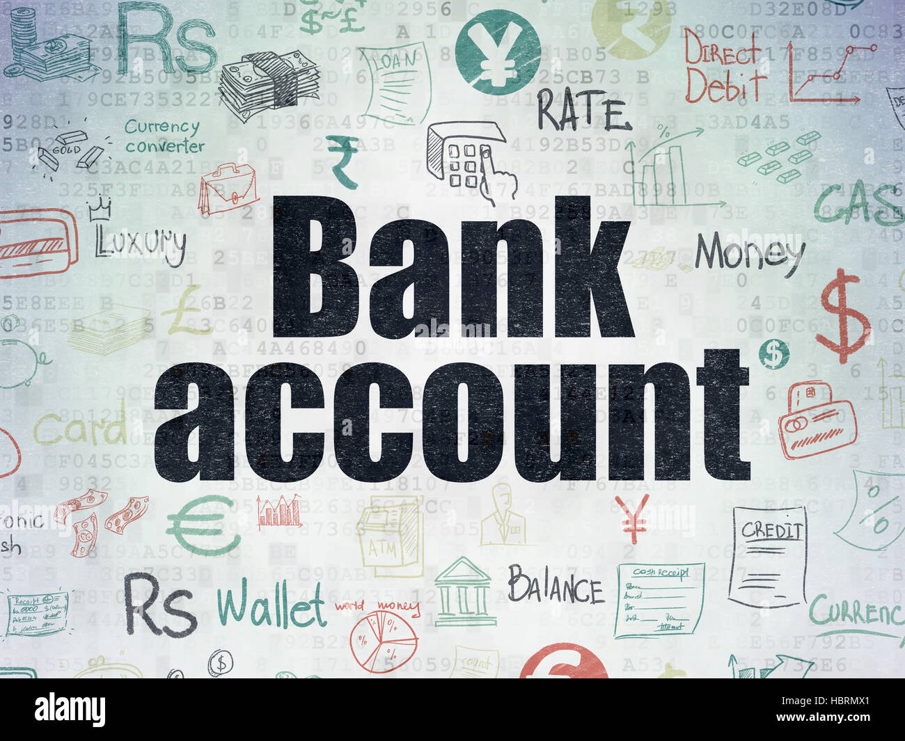Money concept: Bank Account on Digital Data Paper background Stock ...