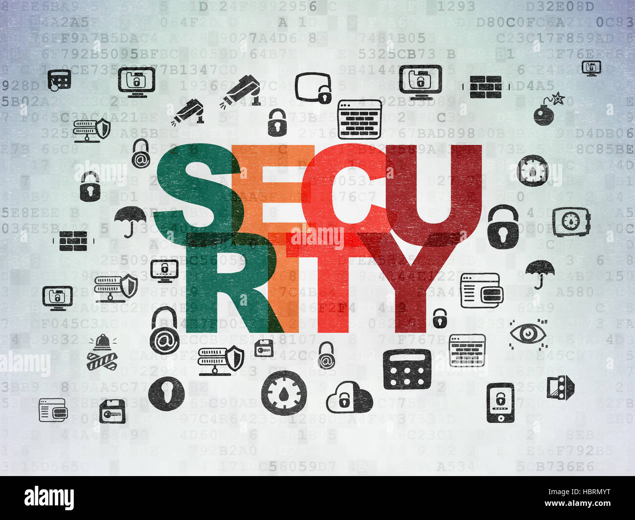 Safety concept: Security on Digital Data Paper background Stock Photo ...