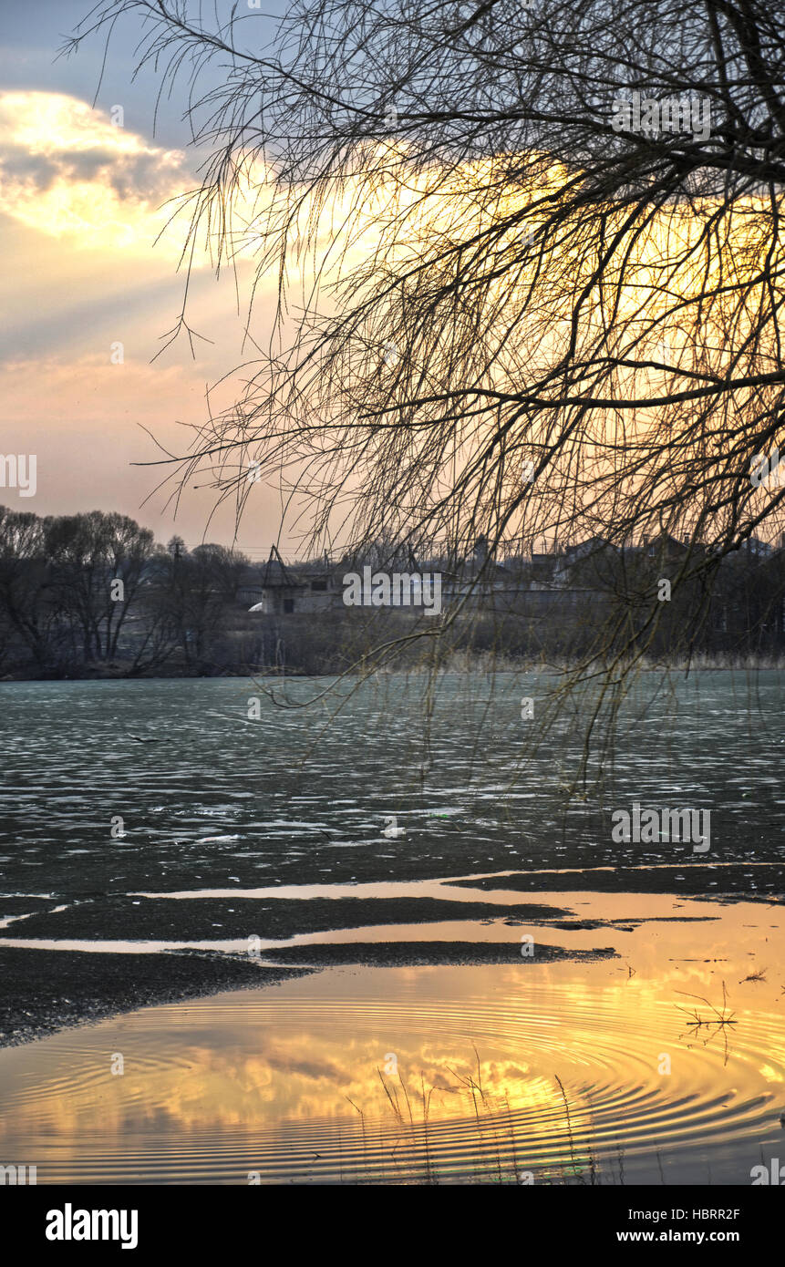 Spring landscape with river Stock Photo - Alamy