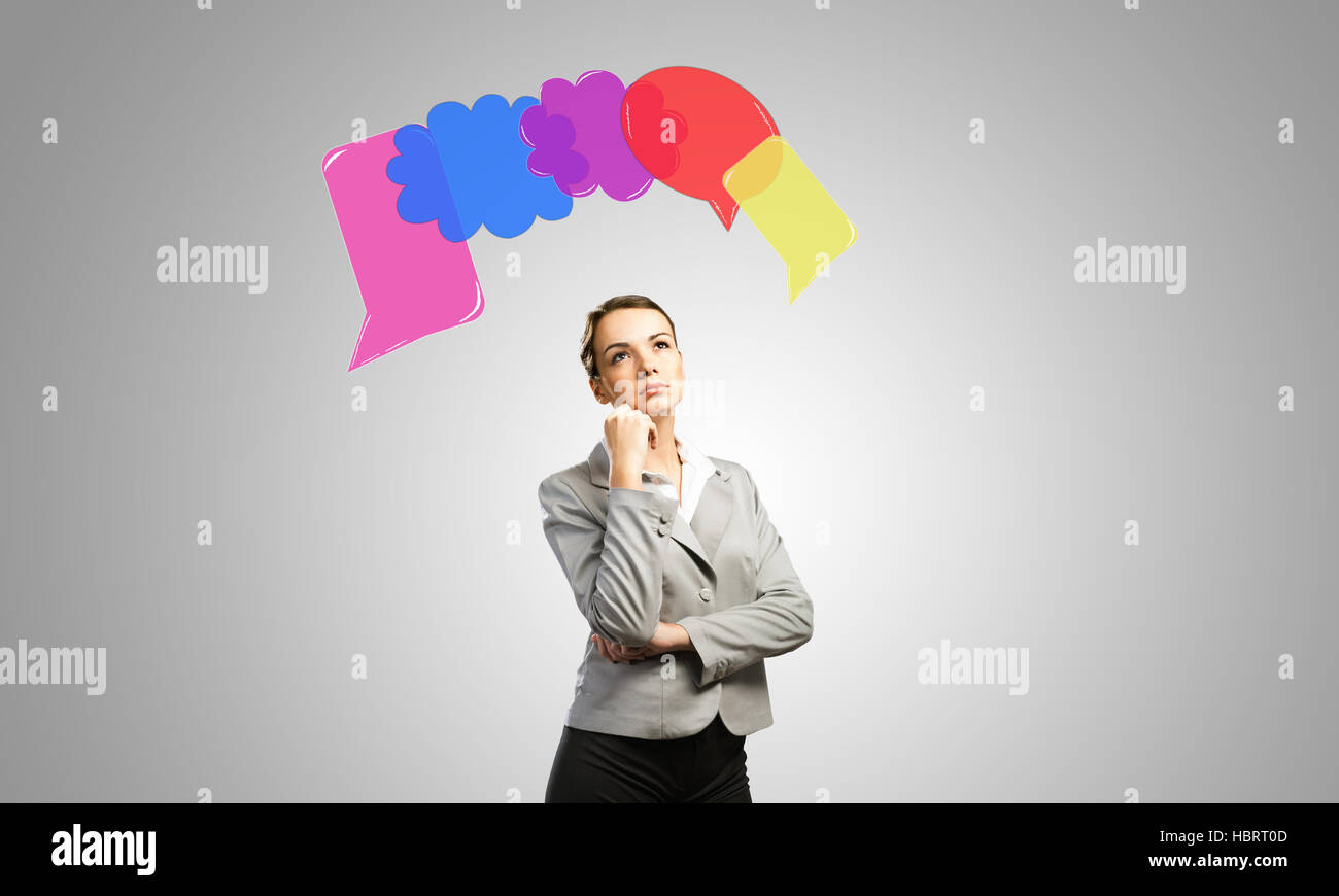 Woman thinking about something Stock Photo - Alamy