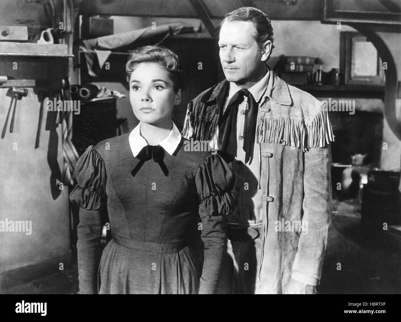 THE FIRST TEXAN, from left: Felicia Farr, Joel McCrea as Sam Houston ...