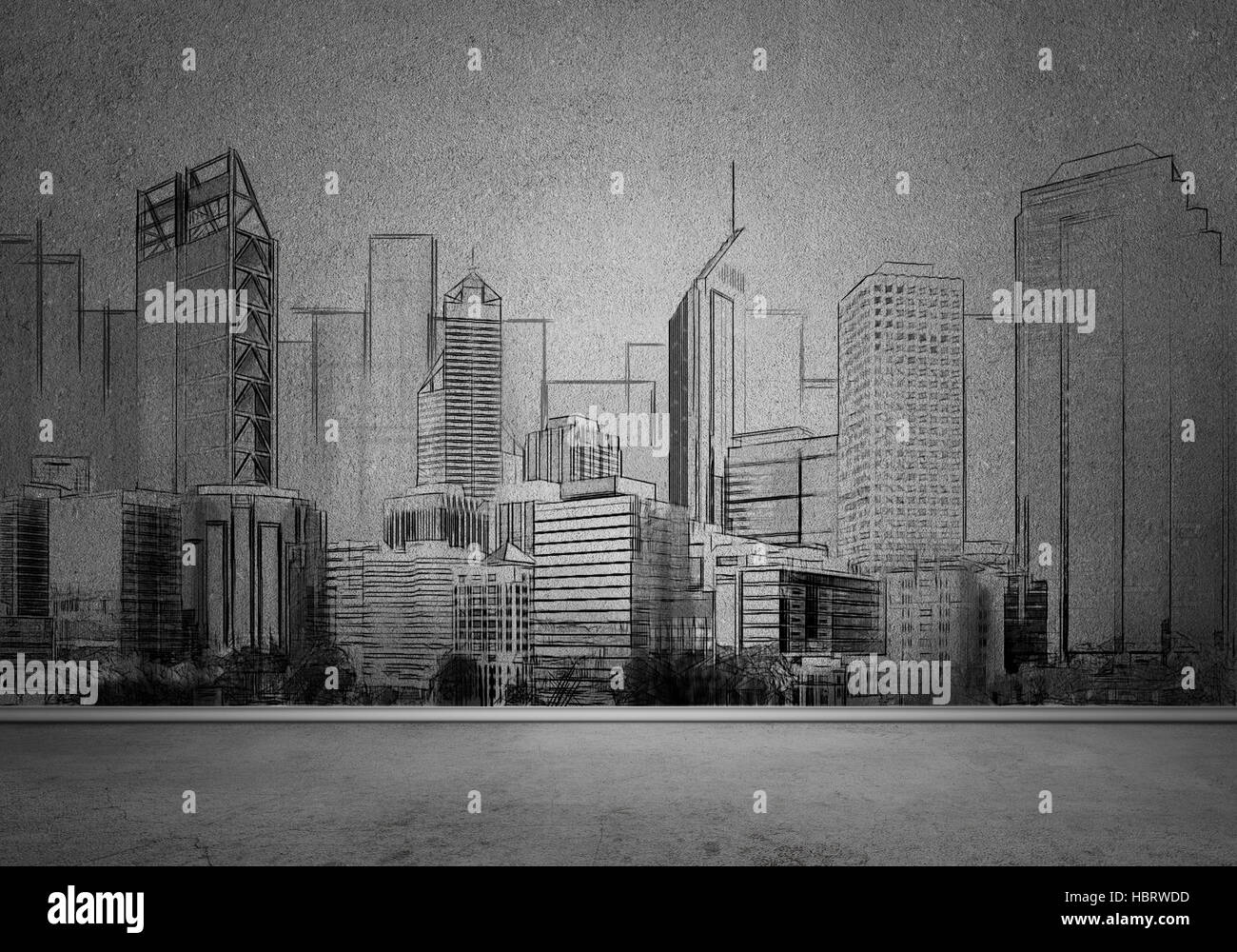 City design on wall Stock Photo - Alamy
