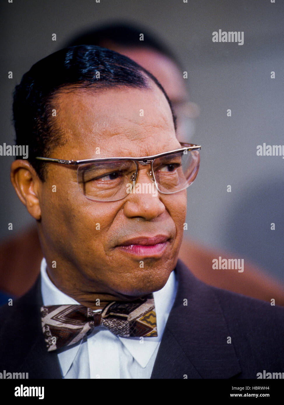 Louis Farrakhan the leader of the Nation of Islam speaks with reporters ...