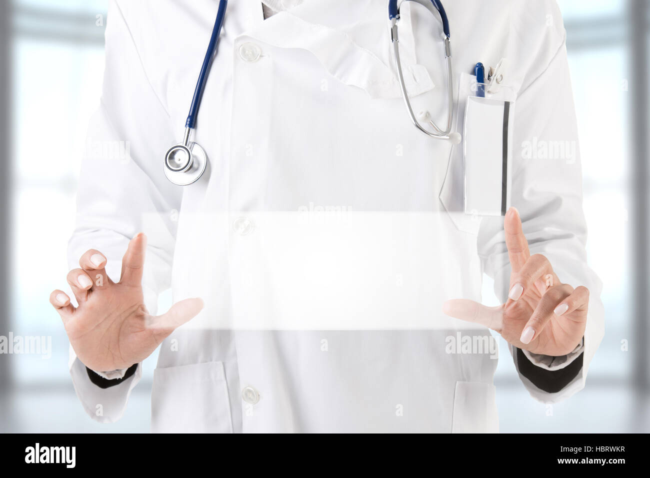 Female Doctor Holding Sign Stock Photo - Alamy