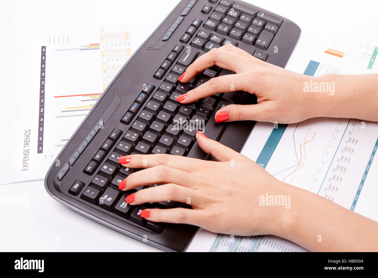 Keyboard on office desk Stock Photo - Alamy