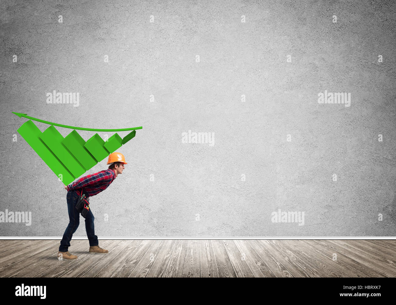 Engineer man carry progress graph Stock Photo - Alamy