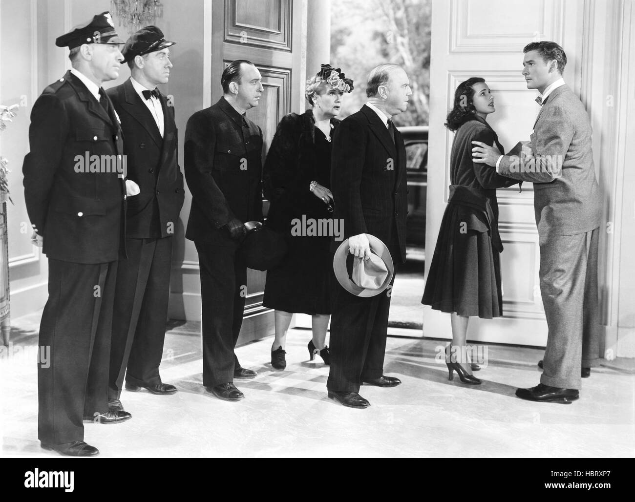 FOOTSTEPS IN THE DARK, from second left, Frank Faylen, Allen Jenkins ...