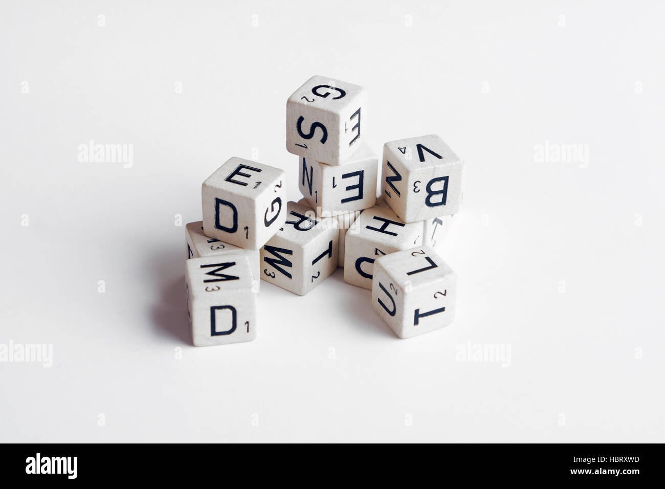 letters and numbers on cubes on white background Stock Photo - Alamy