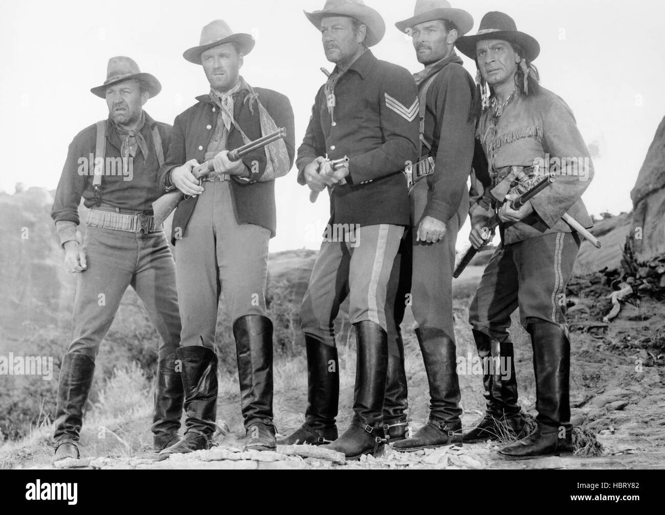 FORT MASSACRE, from left: Forrest Tucker, George N. Neise, Joel McCrea ...