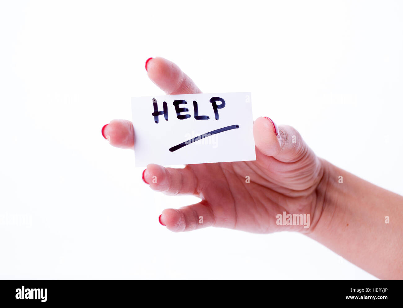 Woman hand holding a white card Stock Photo - Alamy