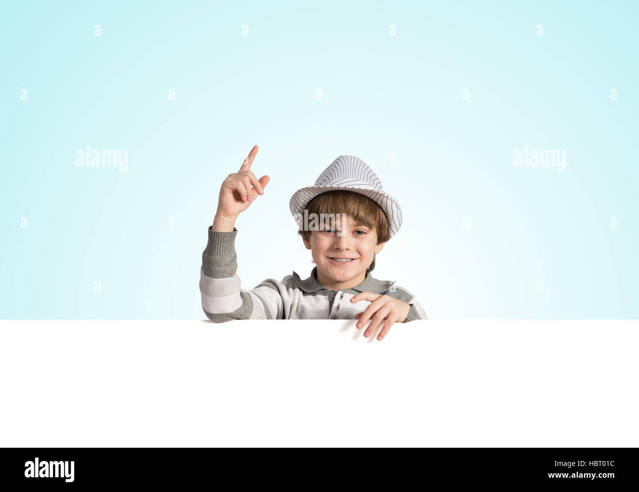 Boy with banner Stock Photo - Alamy