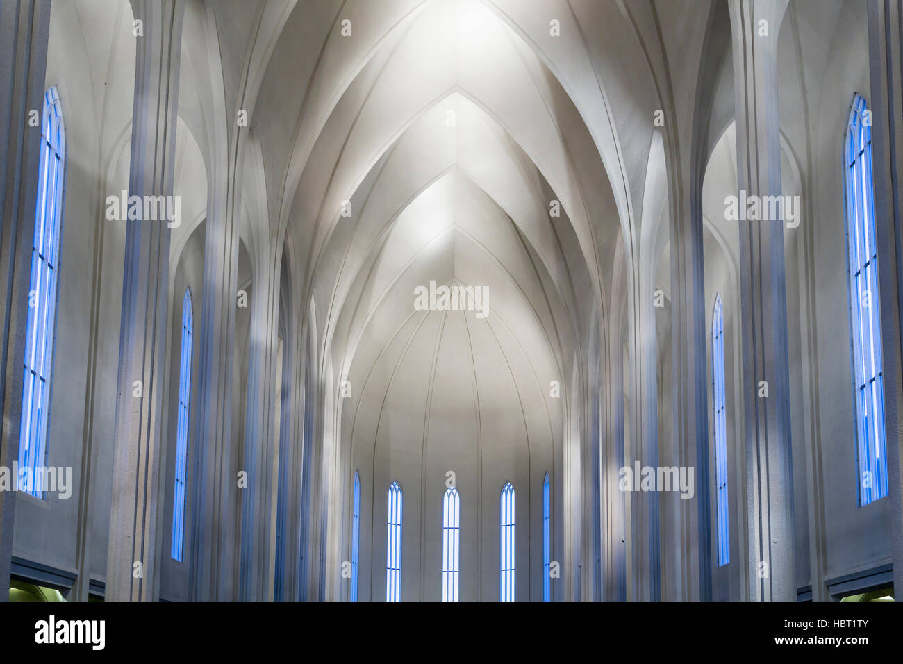 Interior architecture of the Hallgrimskirkja Church in Reykjavik ...