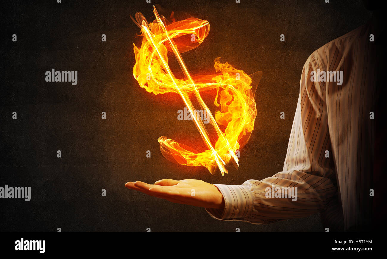 Dollar currency fire symbol Stock Photo - Alamy