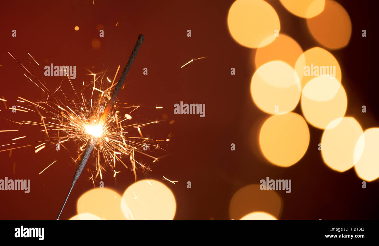 New Year sparkling bengal fire Stock Photo - Alamy