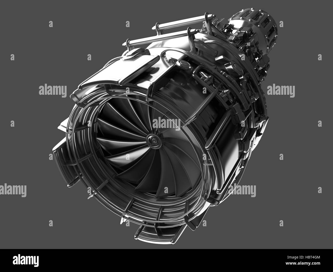 Jet engine turbine blades of plane, aircraft concept, aviation and ...