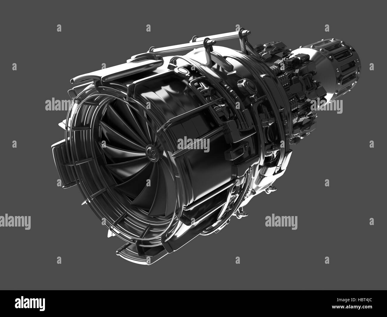 Jet engine turbine blades of plane, aircraft concept, aviation and ...