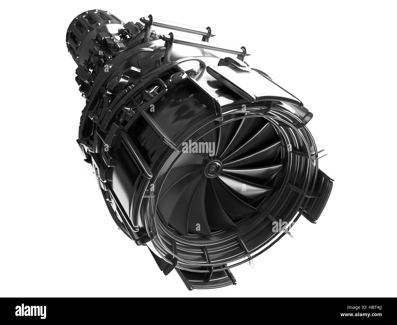 Jet engine turbine blades of plane, aircraft concept, aviation and ...