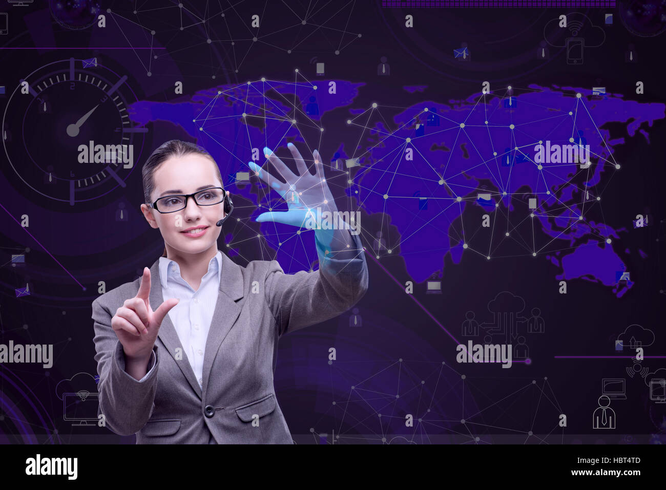 Woman in social data management concept Stock Photo - Alamy