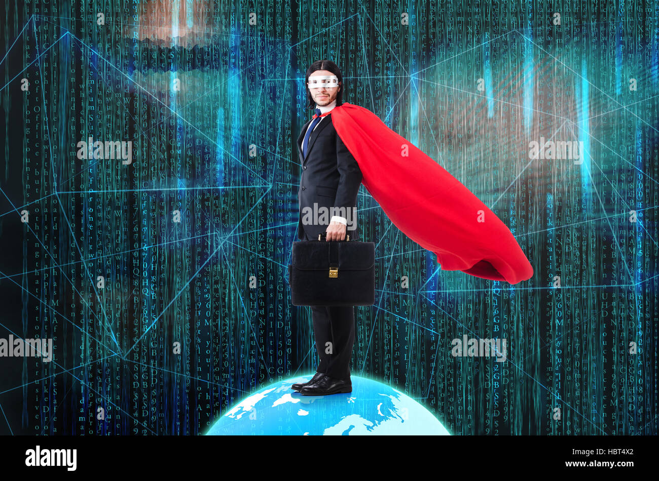 Man with superpowers ruling the world Stock Photo - Alamy