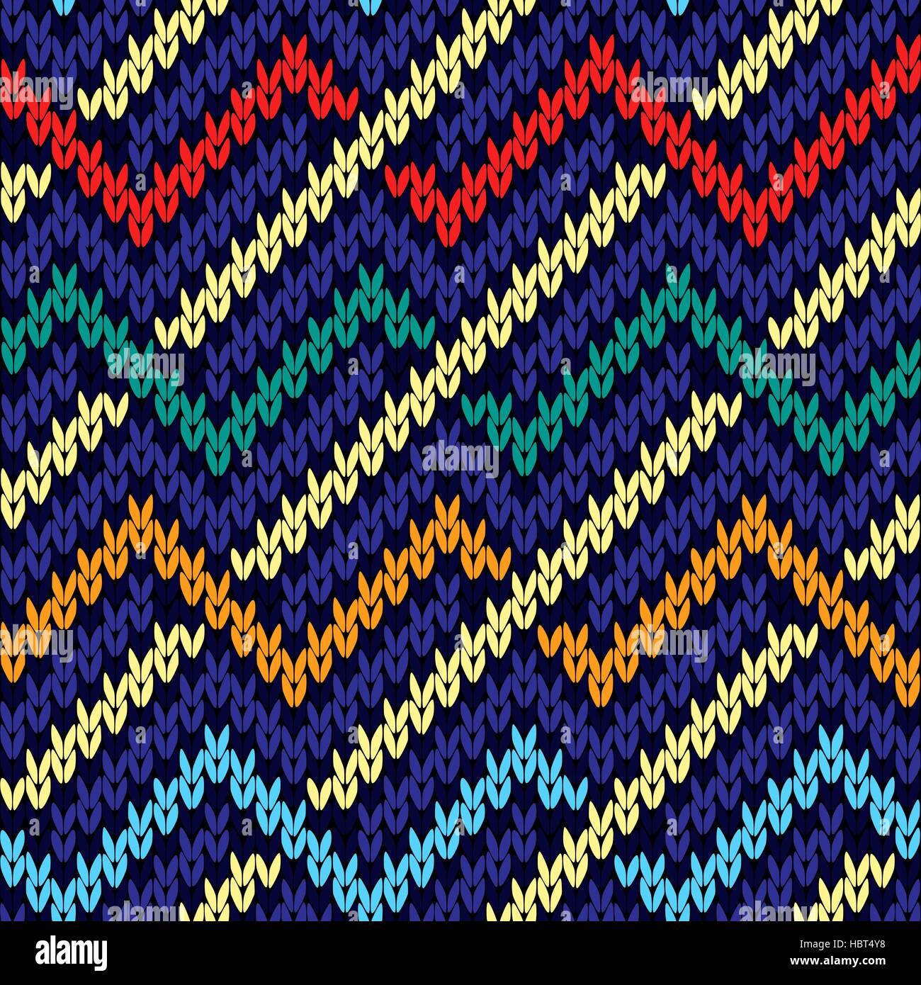 Knitted wavy multicolor background in red, blue, beige, orange and ...