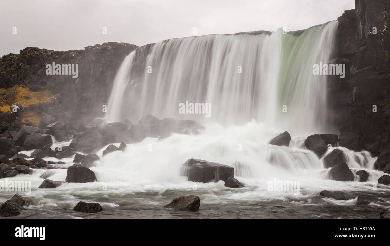 The Oxarafoss waterfall in Þingvellir National Park, Iceland, Europe ...