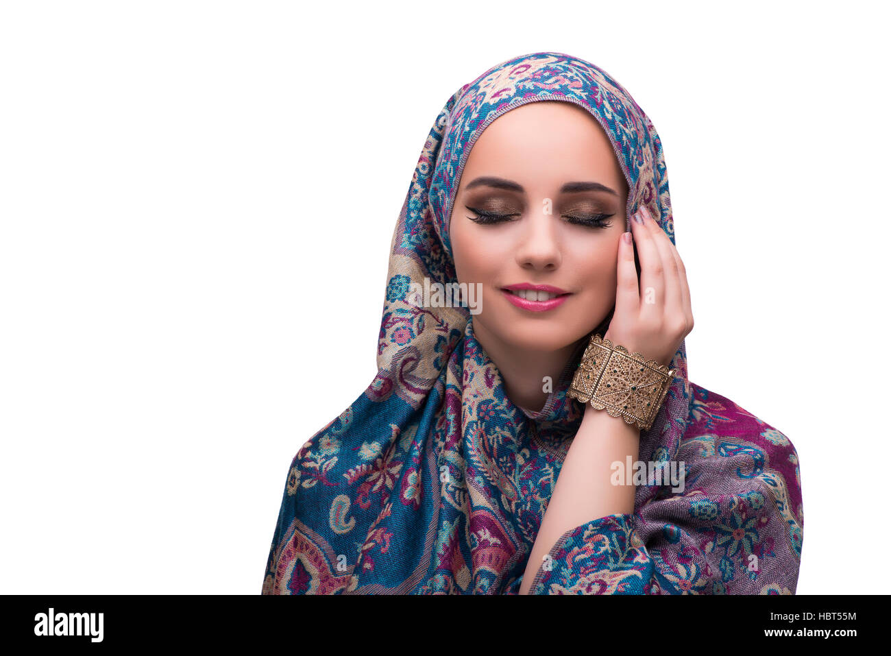 Woman in traditional muslim cover with ring Stock Photo - Alamy