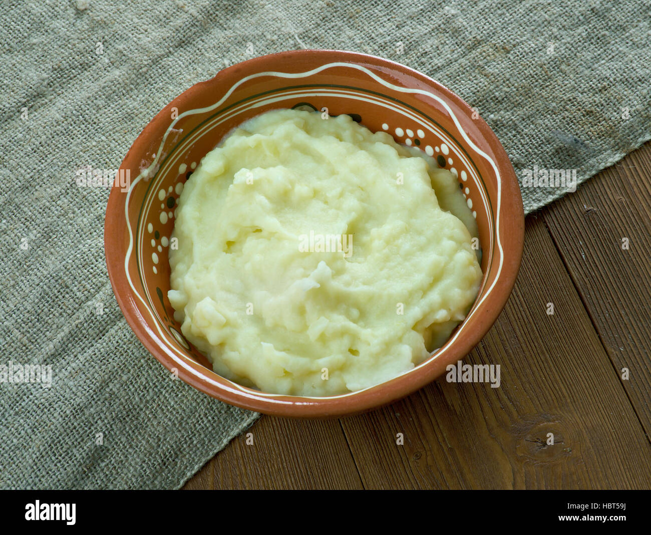 Tolcha - Belarusian mashed potatoes with milk, bacon Stock Photo - Alamy
