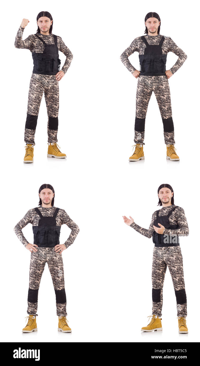 Soldier isolated on the white background Stock Photo - Alamy