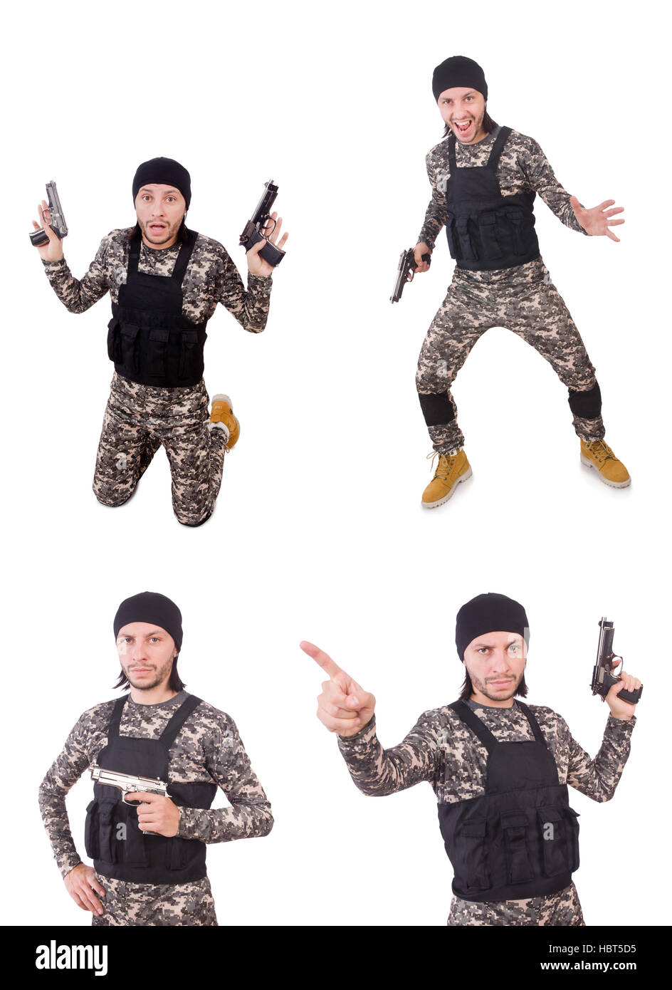 Soldier with gun isolated on white Stock Photo - Alamy