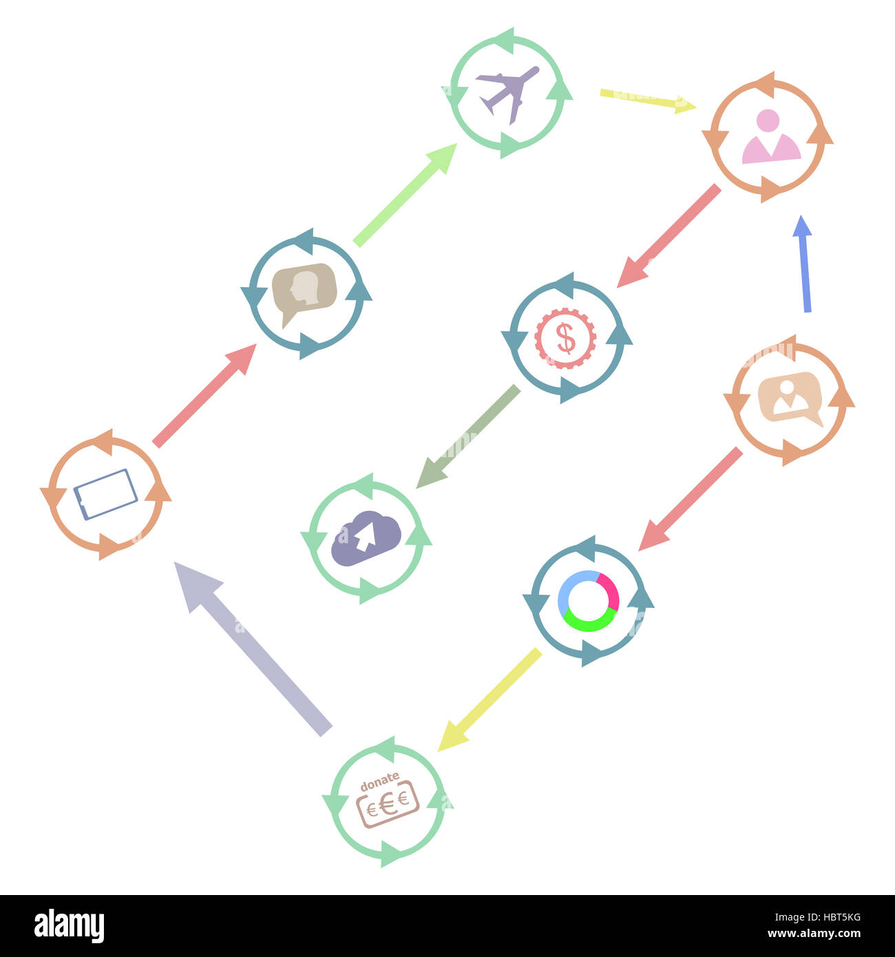 thin line icon with flat design element of business chart, success ...