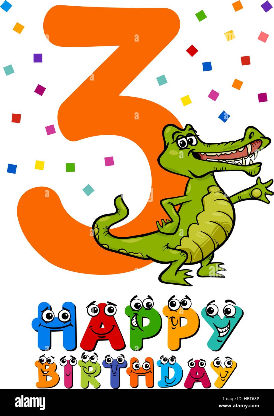 Cartoon illustration third birthday anniversary Stock Vector Images - Alamy
