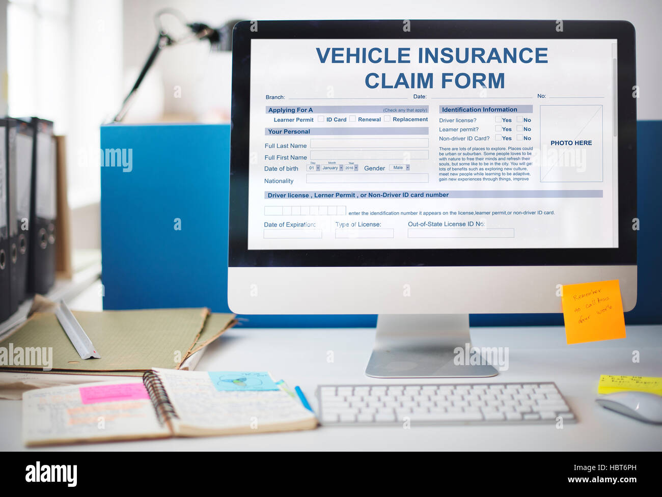 Vehicle Insurance Claim Form Benefit Concept Stock Photo - Alamy