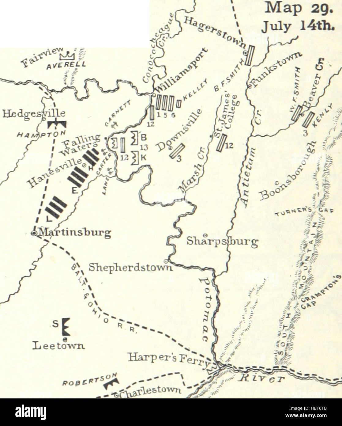 Map showing military positions, troop movements, and geographic ...