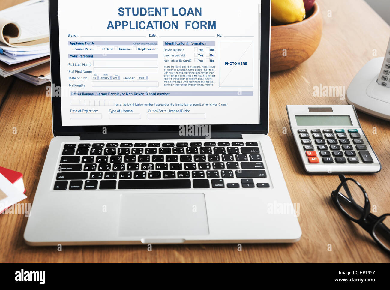 Student Loan Application Form Concept Stock Photo - Alamy