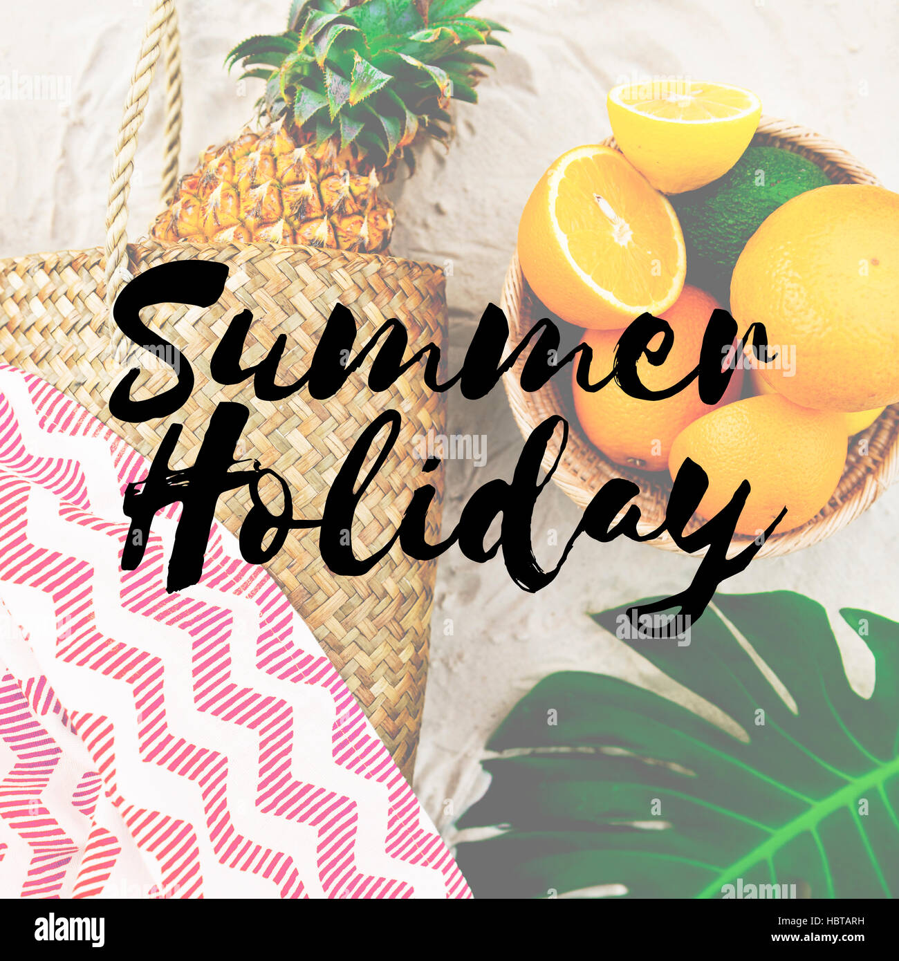 Summer Break Lifestyle Oranges Vacation Words Concept Stock Photo - Alamy