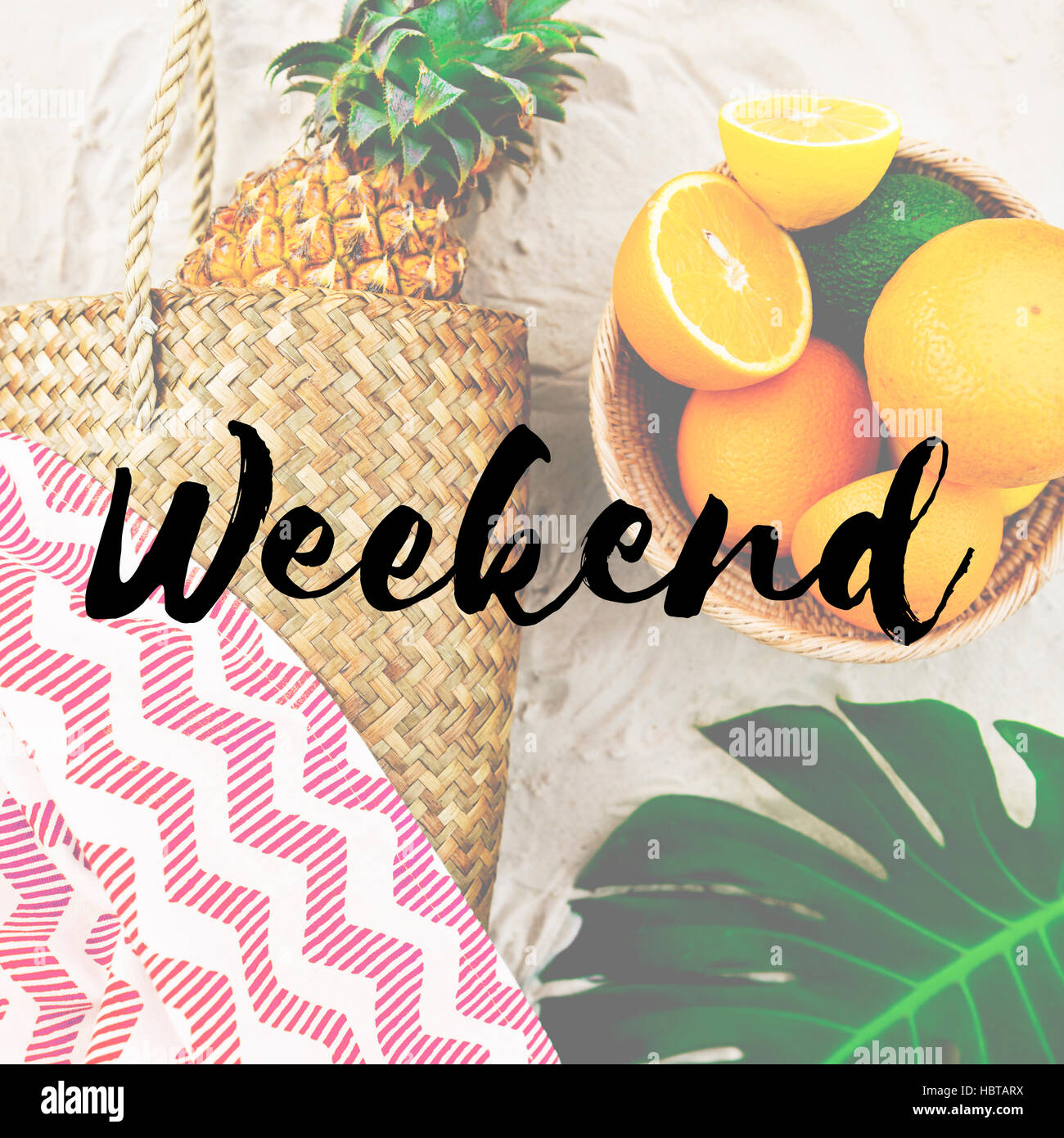 Summer Break Lifestyle Oranges Vacation Words Concept Stock Photo - Alamy