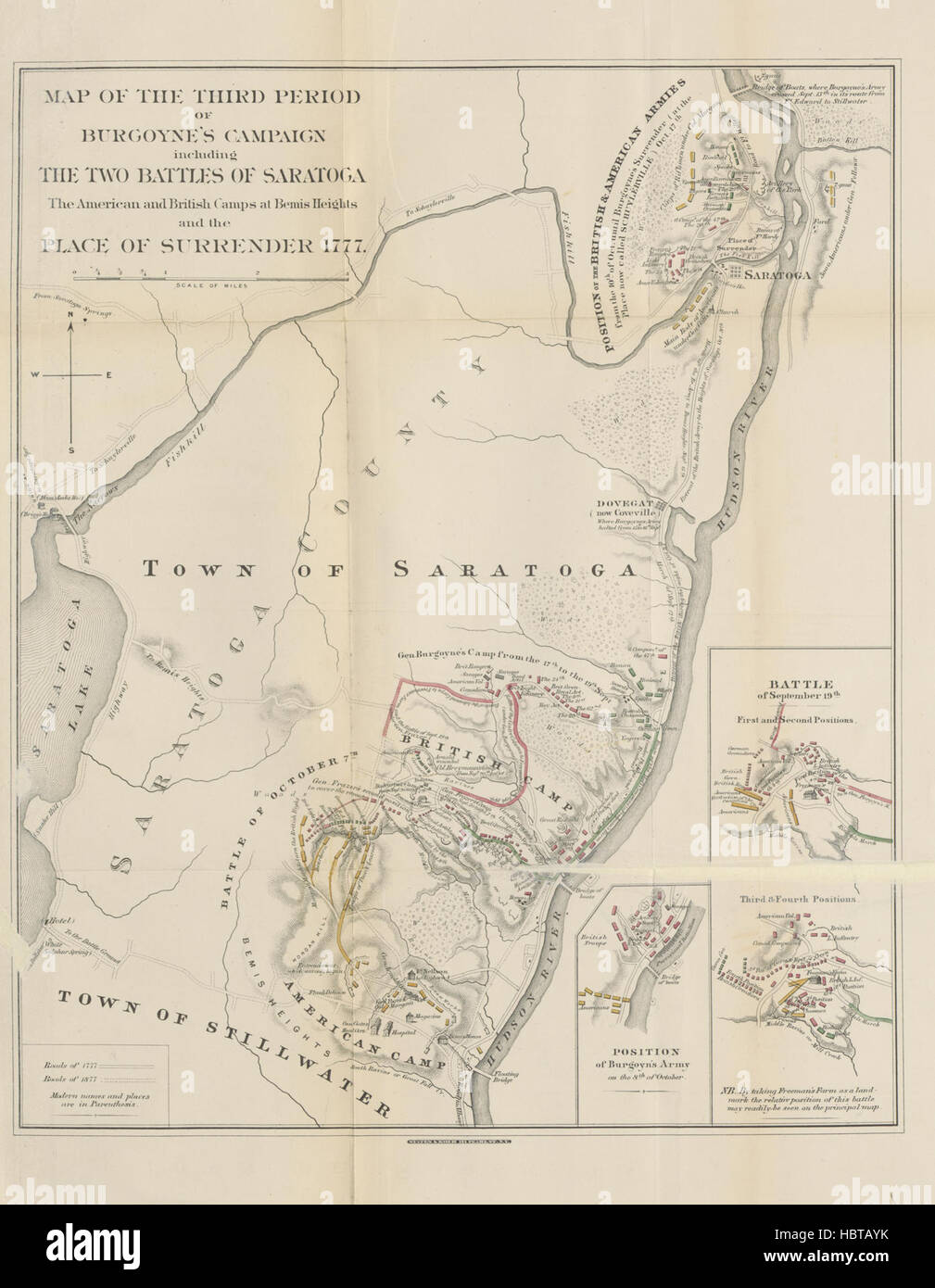 Illustration depicting the Battle of Saratoga, including battlefield ...