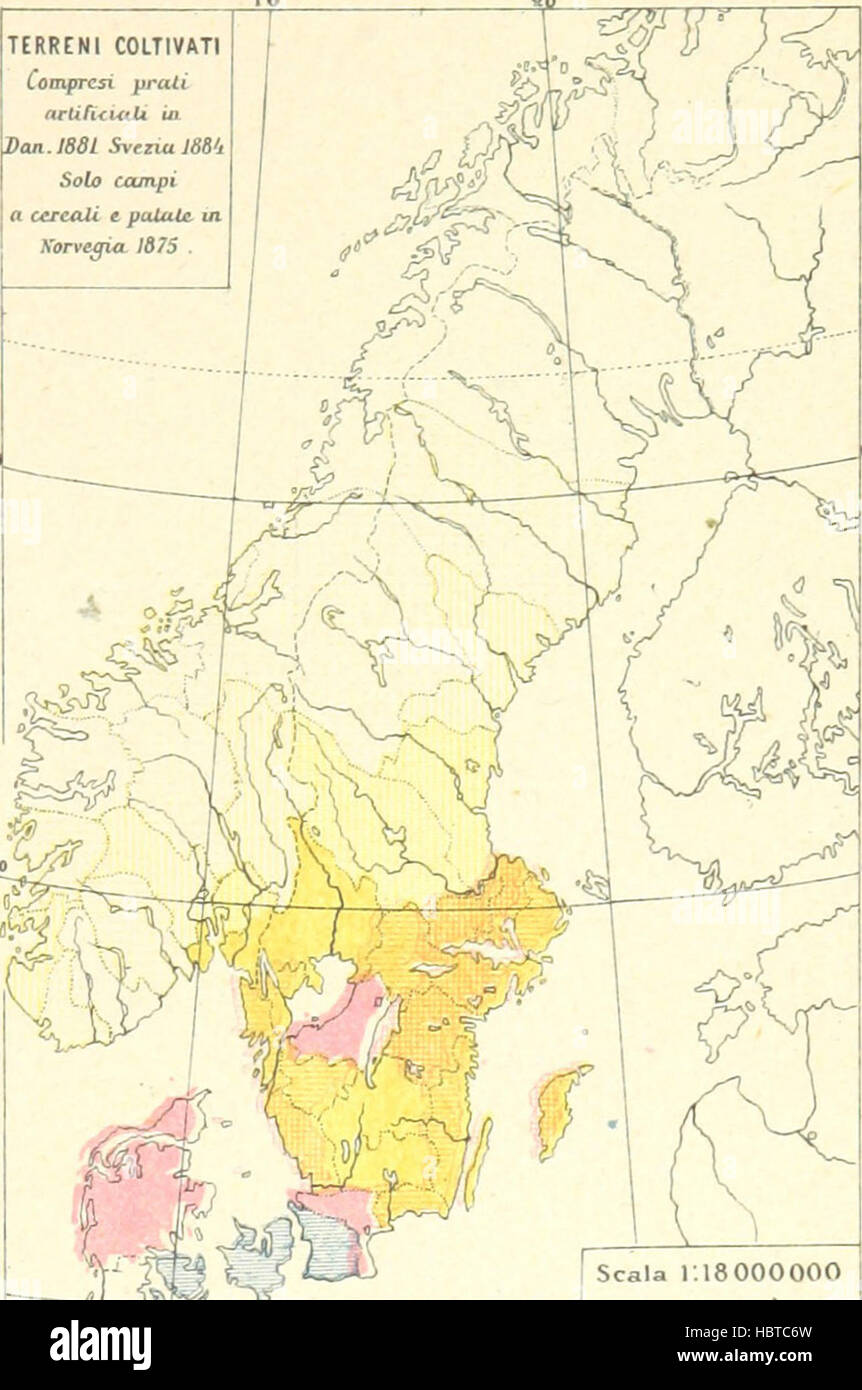 Illustration of a geographical map from 'La Terra' showing continents ...