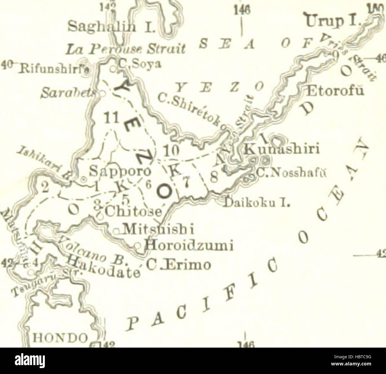 This illustration depicts Japanese history from 660 B.C. to 1872 A.D ...
