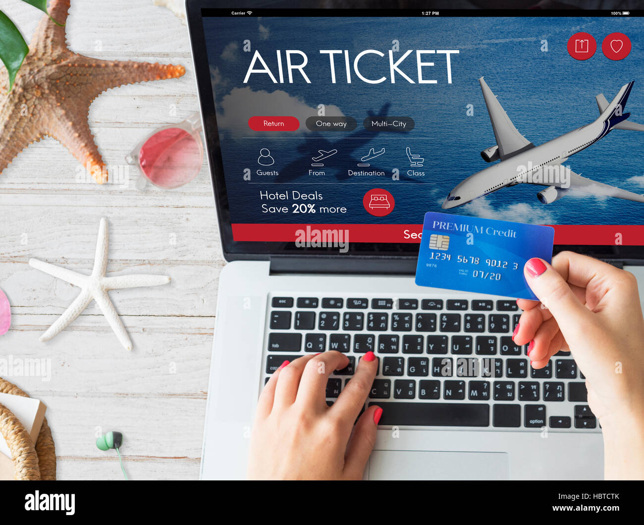 Air Ticket Flight Booking Concept Stock Photo - Alamy