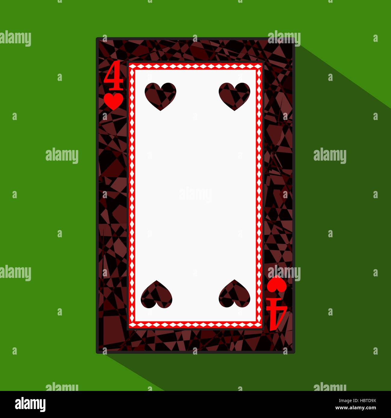 playing card. the icon picture is easy. HEART FOUR 4 about dark region ...