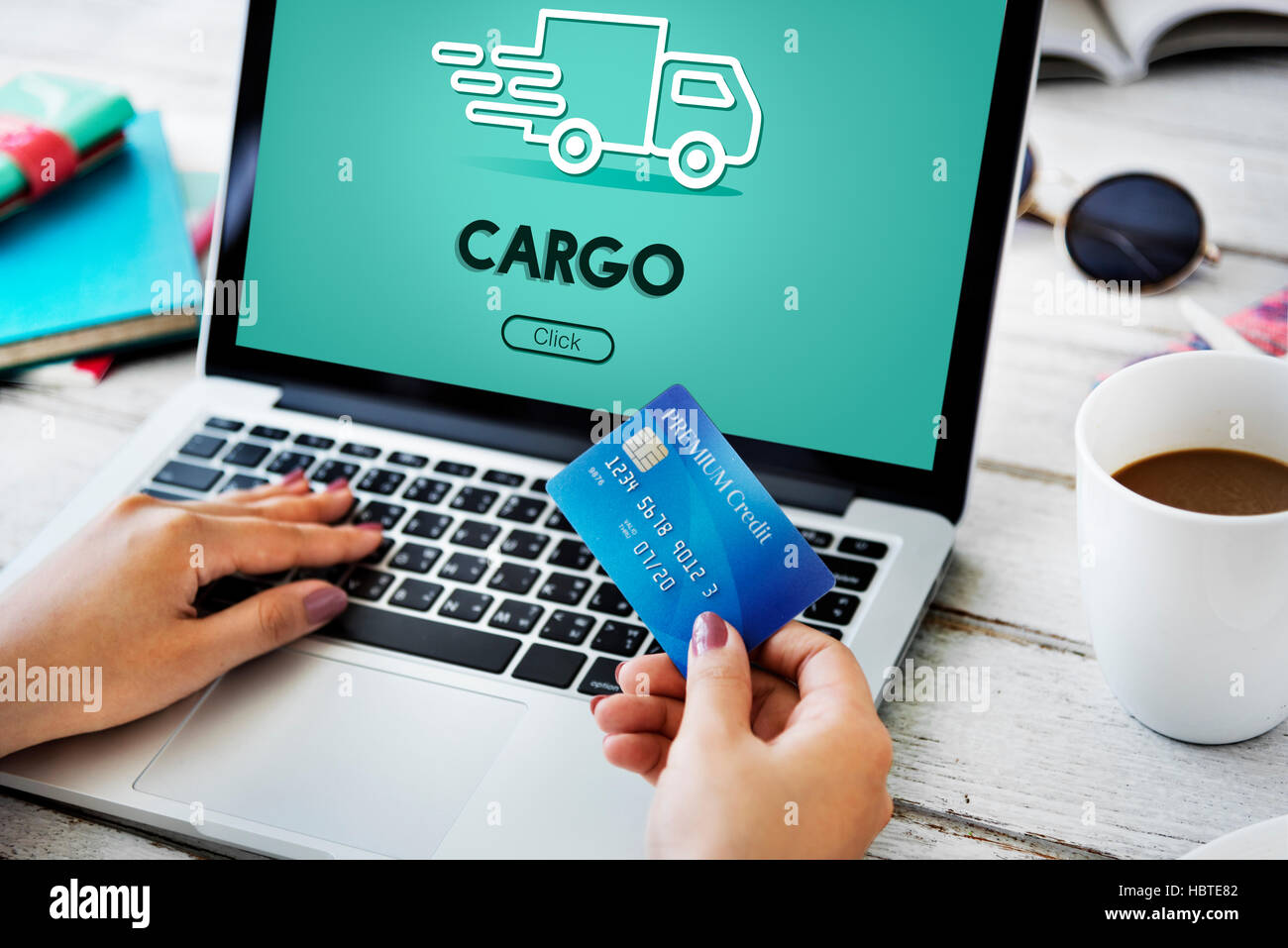 Import Export Shipment Truck Graphic Concept Stock Photo - Alamy