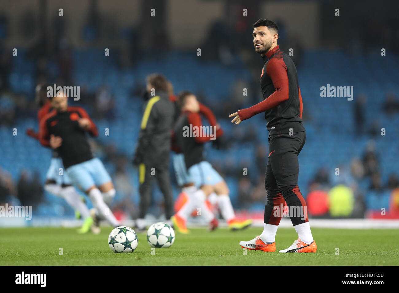 Manchester Citys Sergio Aguero Before The Uefa Champions League Group