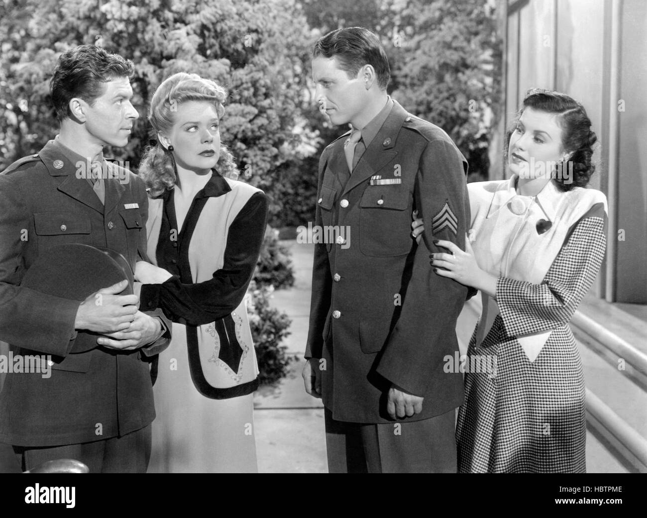 THE GANG'S ALL HERE, from left, Dave Willock, Alice Faye, James Ellison ...